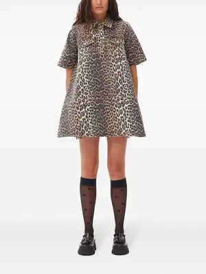 GANNI Animal-print Denim Mini Skirt