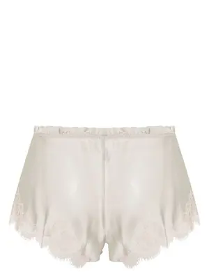 Carine Gilson Calais-caudry Lace-trimmed Silk Shorts - Grey