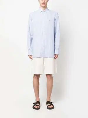HACKETT Bengal Stripe-pattern Linen-blend Shirt - Blue