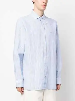 HACKETT Bengal Stripe-pattern Linen-blend Shirt - Blue