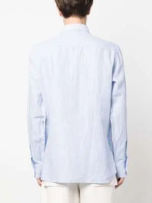 HACKETT Bengal Stripe-pattern Linen-blend Shirt - Blue