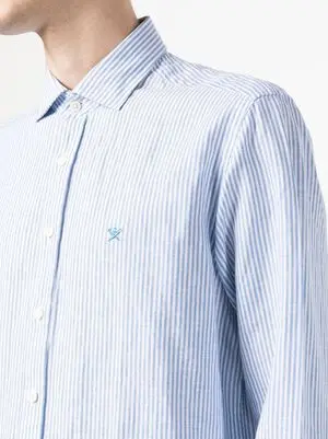 HACKETT Bengal Stripe-pattern Linen-blend Shirt - Blue