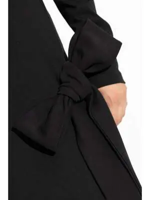 Versace Stretch-cotton High Neck Long-sleeved Dress With Oversized Bow Detail