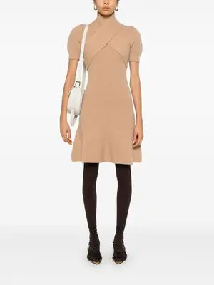 PATOU Wrap-front Mini Dress - Neutrals