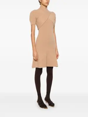 PATOU Wrap-front Mini Dress - Neutrals