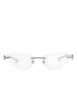 Gucci Logo-engraved Rimless Glasses - Silver