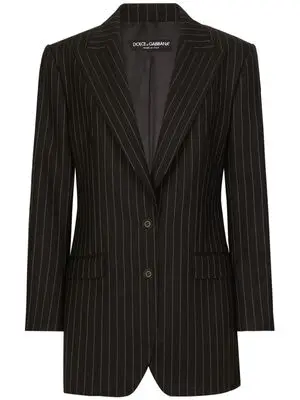 Dolce & Gabbana Striped Virgin Wool Blazer - Black