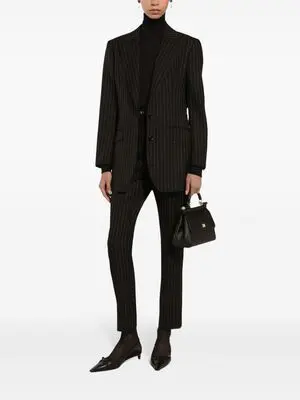 Dolce & Gabbana Striped Virgin Wool Blazer - Black