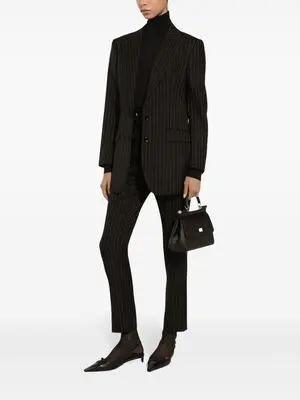 Dolce & Gabbana Striped Virgin Wool Blazer - Black