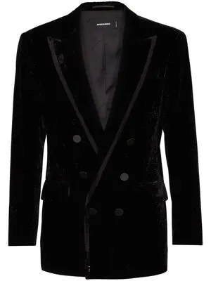 Dsquared2 Velvet Double-breasted Blazer - Black
