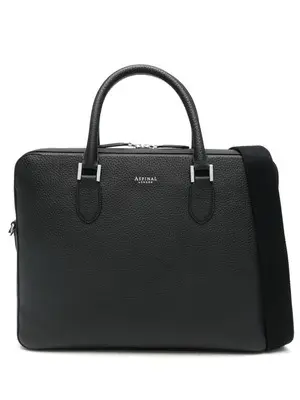 ASPINAL OF LONDON Pebbled Leather Briefcase - Black