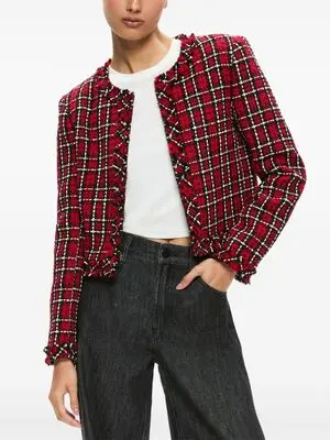 Alice + Olivia Kidman Cropped Plaid Tweed Jacket