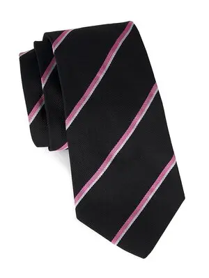 Ralph Lauren Purple Label Striped Silk Tie Black Pink