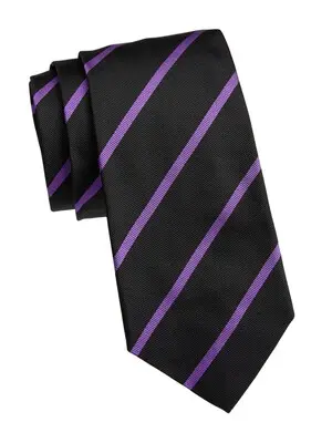 Ralph Lauren Purple Label Striped Silk Tie Black
