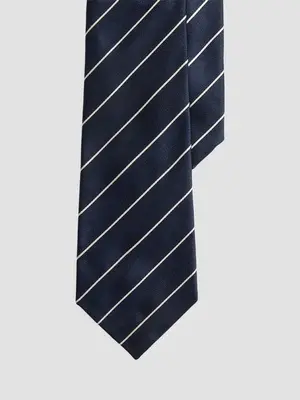 Ralph Lauren Purple Label Striped Silk Tie Dark Navy