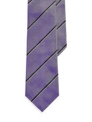 Ralph Lauren Purple Label Striped Silk Tie Lavender Black