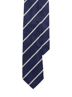 Ralph Lauren Purple Label Striped Silk Tie Navy White