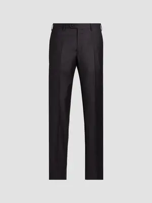 Giorgio Armani Textured Solid Wool Trousers Black Wool