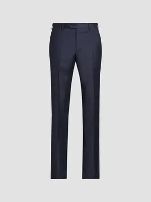 Giorgio Armani Textured Solid Wool Trousers - Dark Blue Wool