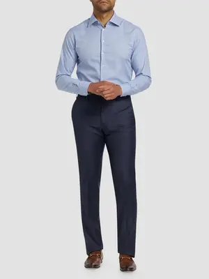 Giorgio Armani Textured Solid Wool Trousers - Dark Blue Wool