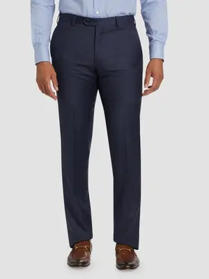 Giorgio Armani Textured Solid Wool Trousers - Dark Blue Wool
