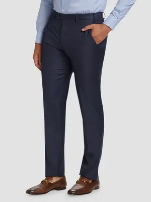 Giorgio Armani Textured Solid Wool Trousers - Dark Blue Wool