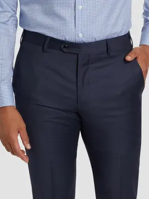 Giorgio Armani Textured Solid Wool Trousers - Dark Blue Wool
