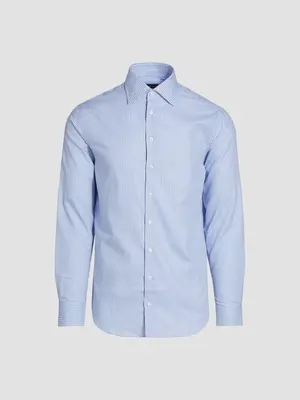 Giorgio Armani Plaid Cotton Front-button Shirt - Blue