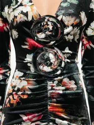 NISSA Floral-print Midi Dress - Black