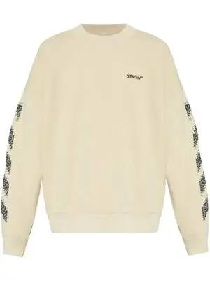 Off-White Embroidered-logo Cotton Sweatshirt - Neutrals