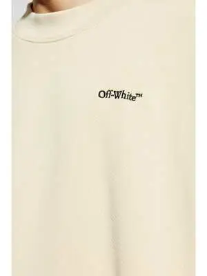Off-White Embroidered-logo Cotton Sweatshirt - Neutrals