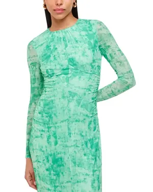 Whistles Brushwork Print Mesh Dress