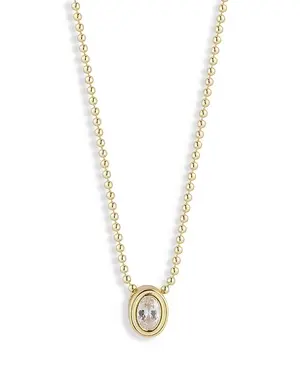 Aqua Oval Cubic Zirconia Pendant Necklace - Gold