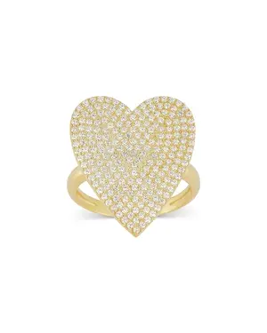 Aqua Pave Heart Ring - Gold