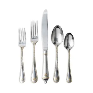 JULISKA Berry And Thread 20 Piece Flatware Set, Bright Satin With Gold - Bright Satin/gold