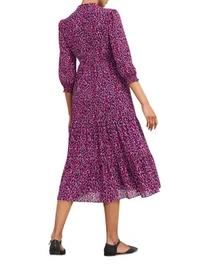 HOBBS LONDON Freda Printed Tiered Midi Dress - Navy Multi