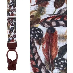 Trafalgar Birds Of A Feather Linen Suspenders - Brown
