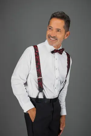 Trafalgar Christian Brocade Silk Button End Suspenders - Red