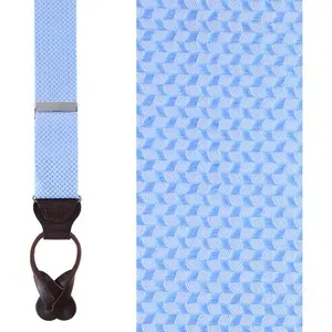 Trafalgar Gamma Geometric Pattern Silk Suspenders - Light Blue