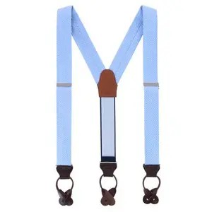 Trafalgar Gamma Geometric Pattern Silk Suspenders - Light Blue