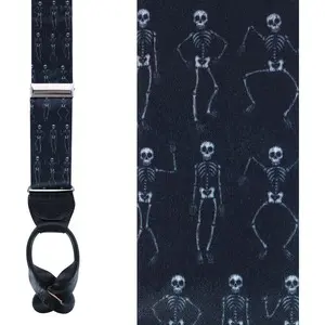 Trafalgar Davy Bones Silk Button End Suspenders - Black