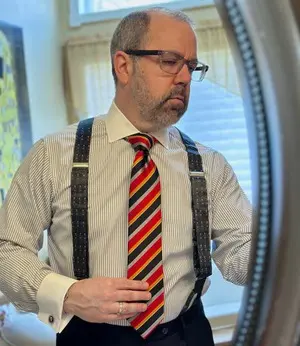 Trafalgar Davy Bones Silk Button End Suspenders - Black