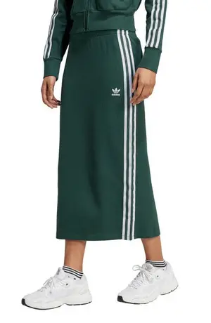ADIDAS ORIGINALS Adicolor 3-stripes Knit Midi Skirt - Mineral Green