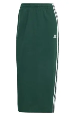 ADIDAS ORIGINALS Adicolor 3-stripes Knit Midi Skirt - Mineral Green