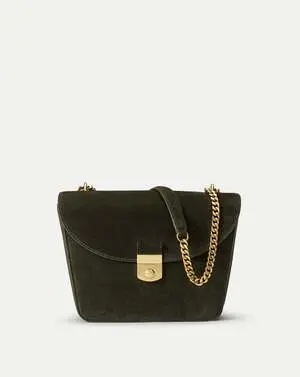 Veronica Beard Double Link Suede Flap Bag
