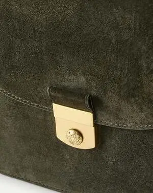 Veronica Beard Double Link Suede Flap Bag