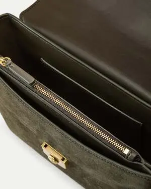 Veronica Beard Double Link Suede Flap Bag