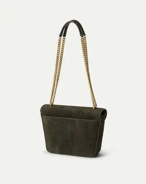 Veronica Beard Double Link Suede Flap Bag