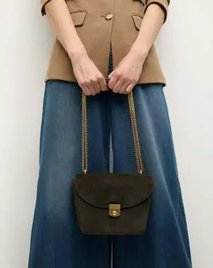 Veronica Beard Double Link Suede Flap Bag