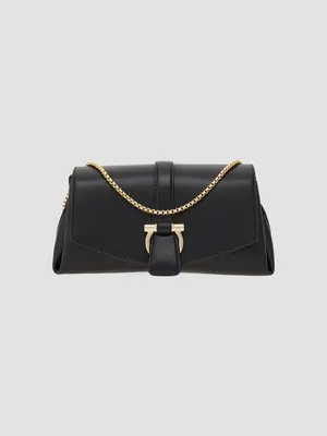 FERRAGAMO New Line Leather Shoulder Bag - Nero